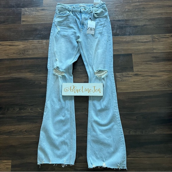 Zara | Jeans | Zara High Rise Distressed Flares Nwt | Poshmark